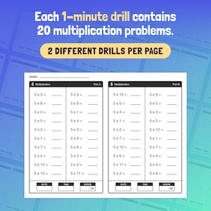 1 Minute Multiplication Drills | 0-12 Times Tables Multiplication Facts ...