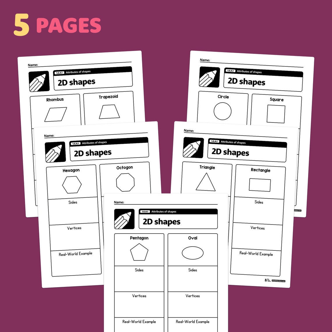 Defining & Non-defining Attributes of Shapes Worksheets | 1st Grade ...