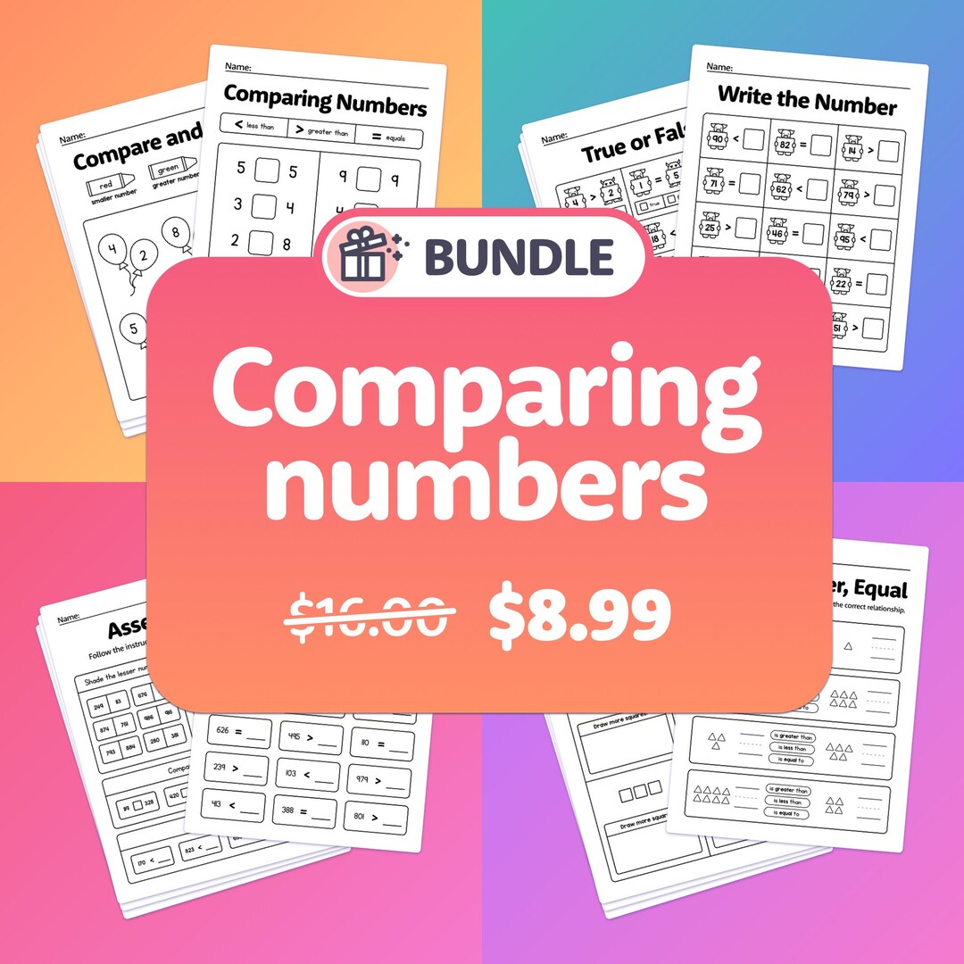Comparing Numbers BUNDLE | Kindergarten, 1st Grade, 2nd Grade Math ...