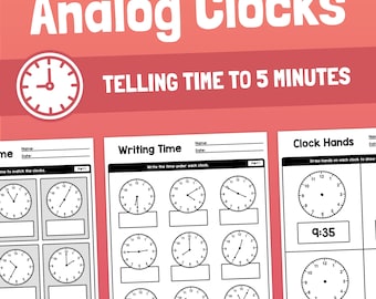Analog Clocks – 1st, 2nd, 3rd Grade Telling Time Worksheets – no Prep ...