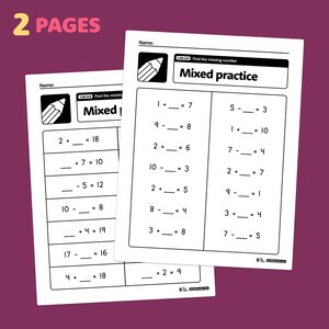 1st Grade Missing Numbers in Equations Worksheets | 1.OA.D.8 No Prep ...