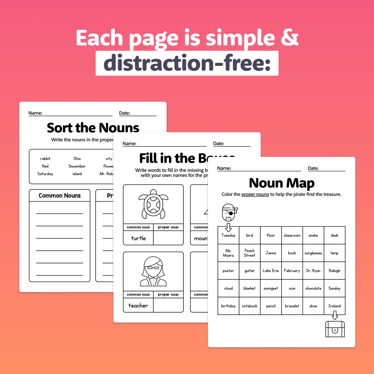 Common and Proper Nouns Worksheets | 1st & 2nd Grade Grammar Activities ...