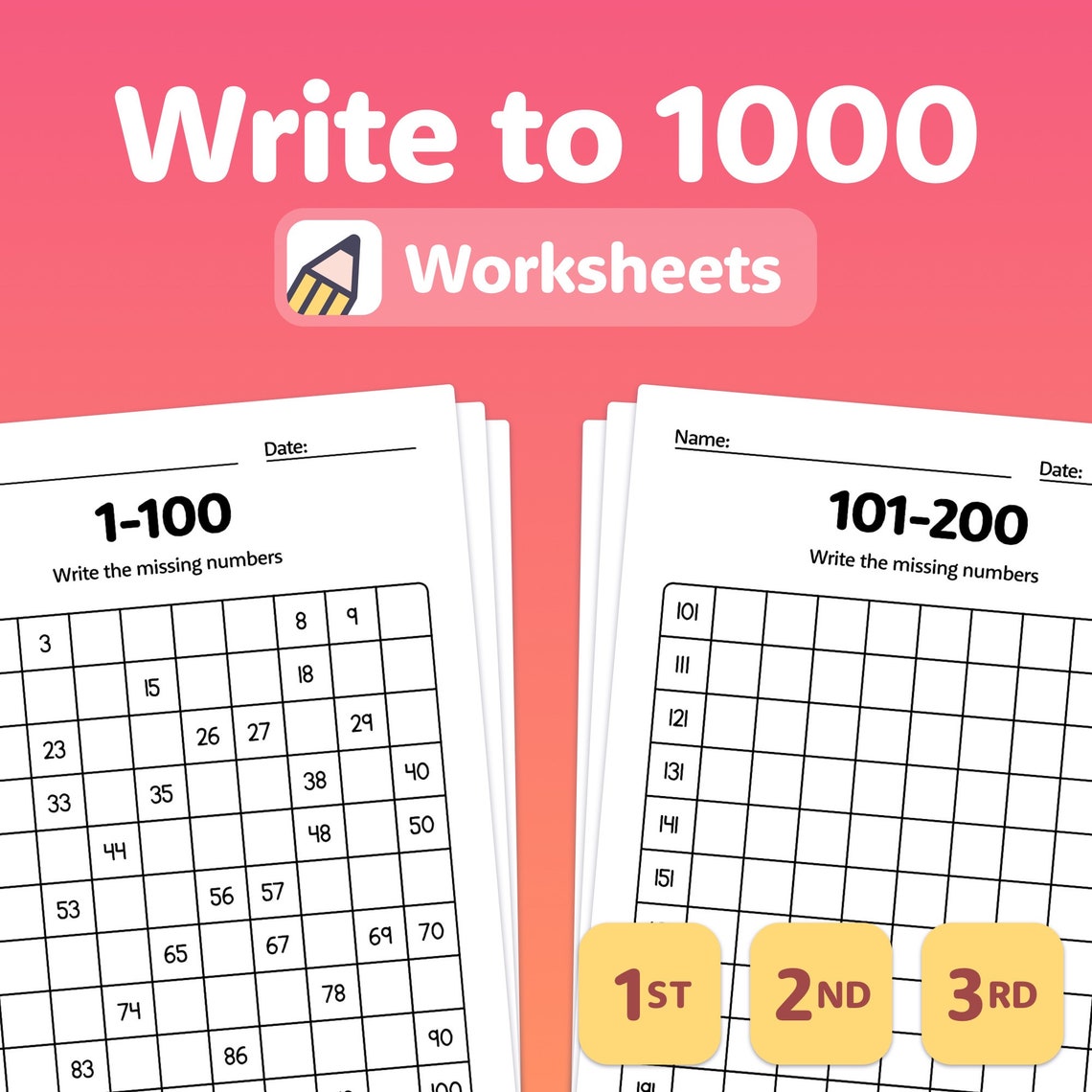 Read and Write Numbers to 1000 Worksheets | 1st & 2nd Grade Writing to ...