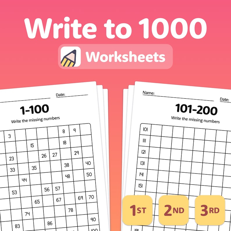 Read and Write Numbers to 1000 Worksheets | 1st & 2nd Grade Writing to ...