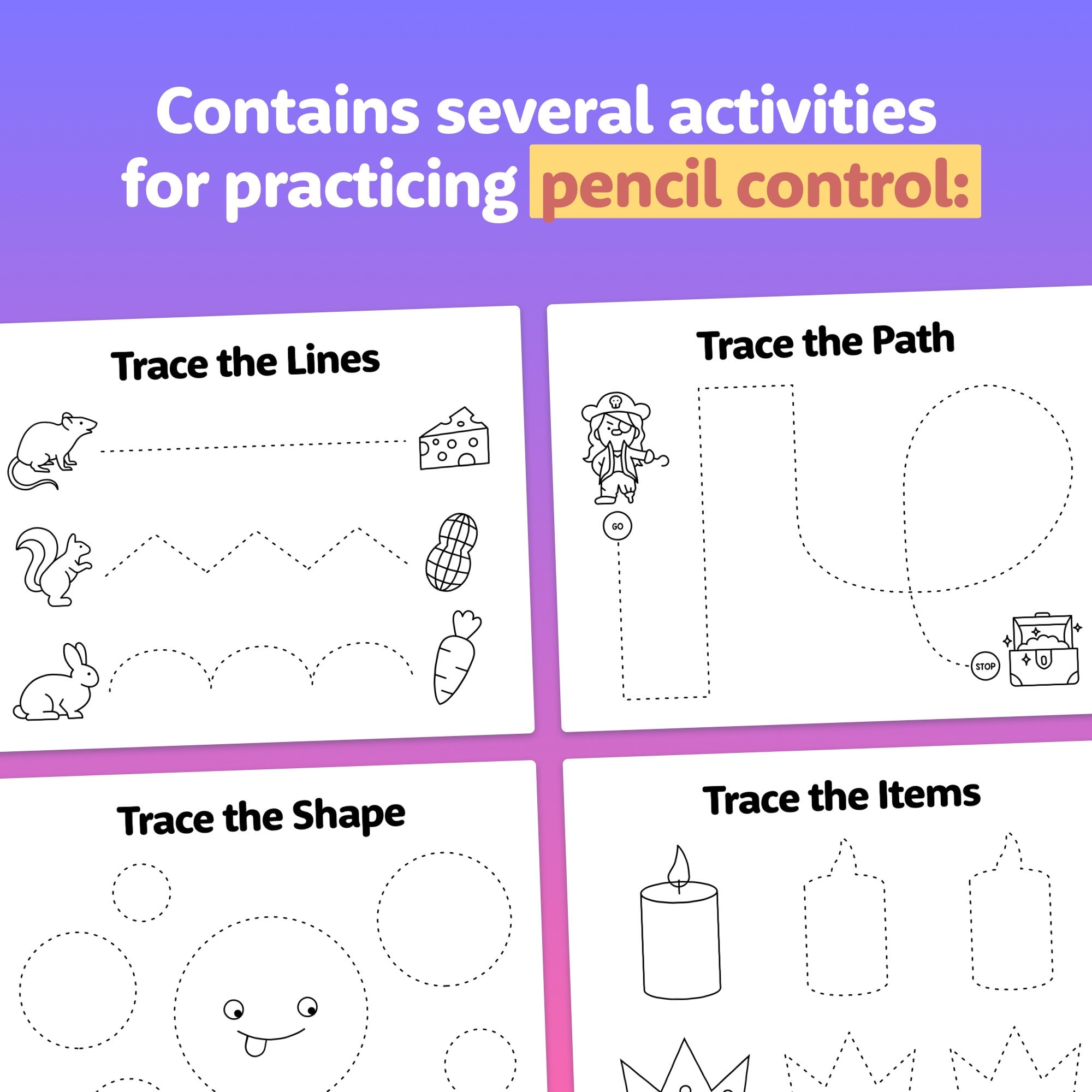 Prewriting Worksheets for Pre-k & Kindergarten | Fine Motor Skills ...