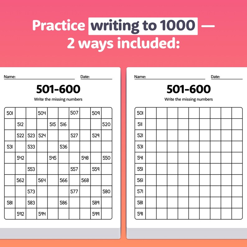 Read and Write Numbers to 1000 Worksheets | 1st & 2nd Grade Writing to ...