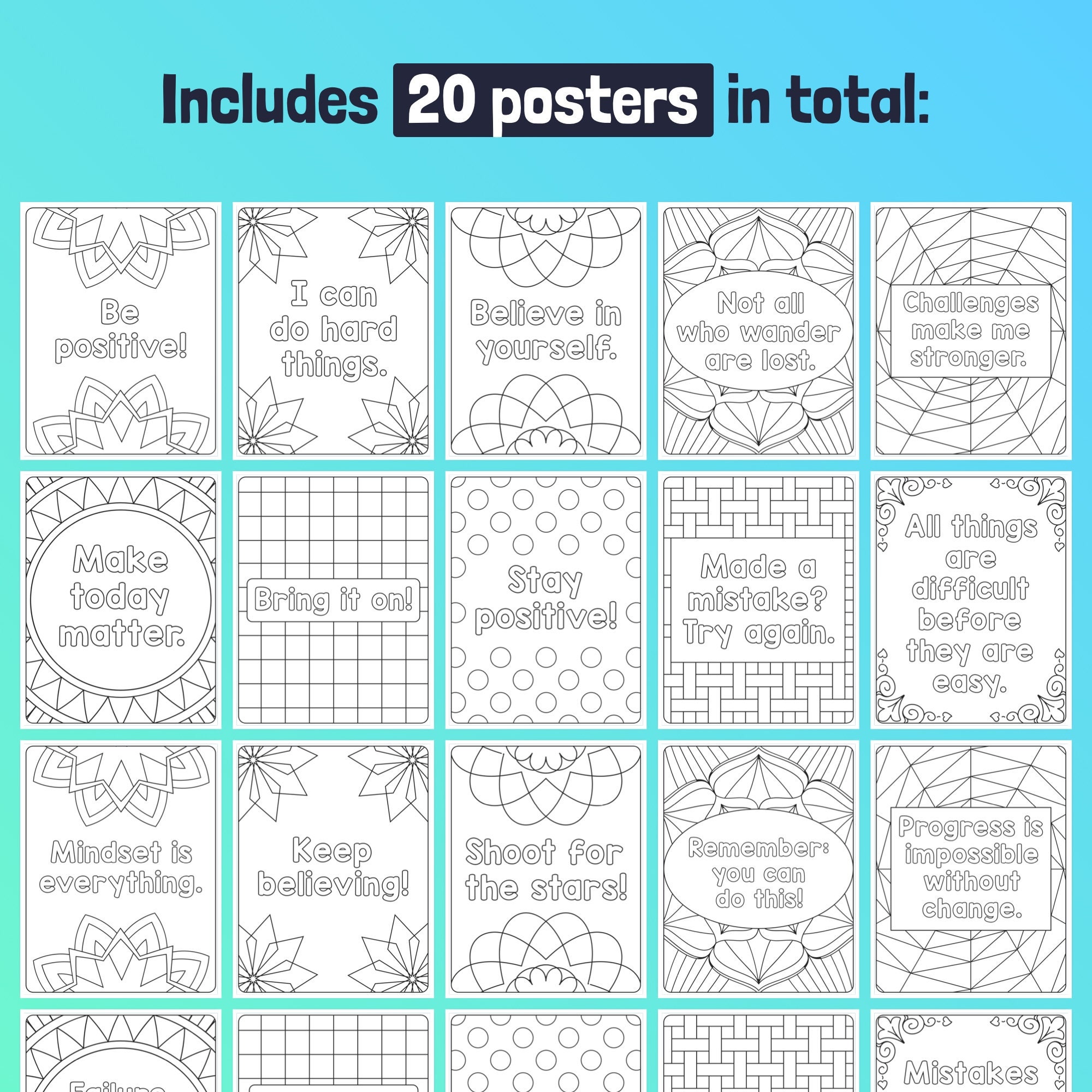 Growth Mindset Posters K, 1st, 2nd Grade Calm Corner Activity ...