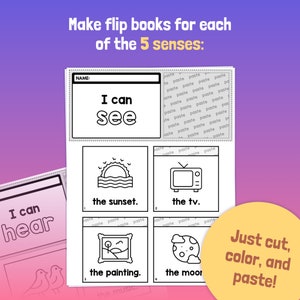 5 Senses Flip Book Craft | Five Senses Worksheets, Kindergarten Science ...