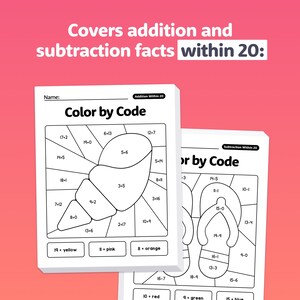 Summer Addition & Subtraction Coloring Pages | Kindergarten, 1st Grade ...