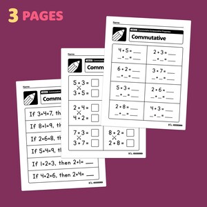 1st Grade Commutative Property & Associative Properties Worksheets | 1 ...