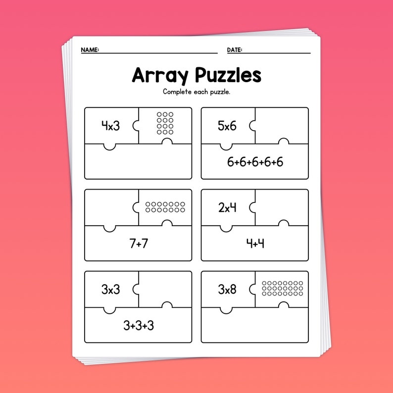 No Prep Arrays Worksheets | Multiplication and Repeated Addition ...