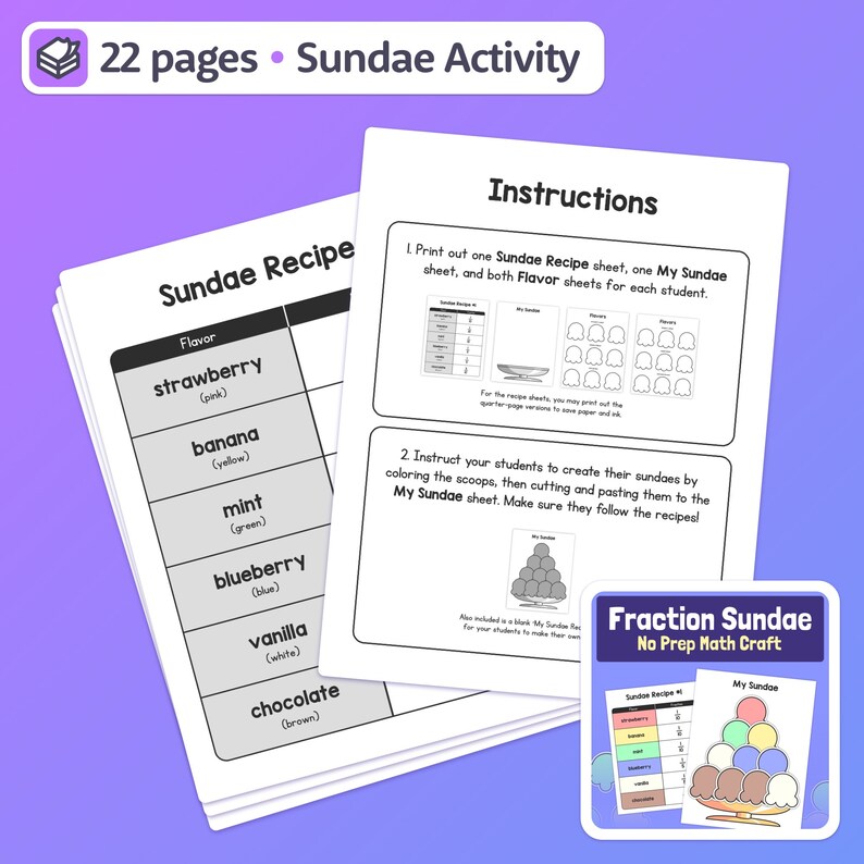 No Prep Fractions Bundle 2nd, 3rd, 4th Grade Fraction Worksheets ...