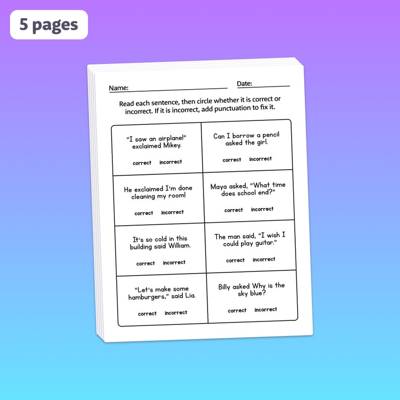 No Prep Quotation Marks Worksheets | Dialogue Worksheets | 3rd & 4th ...