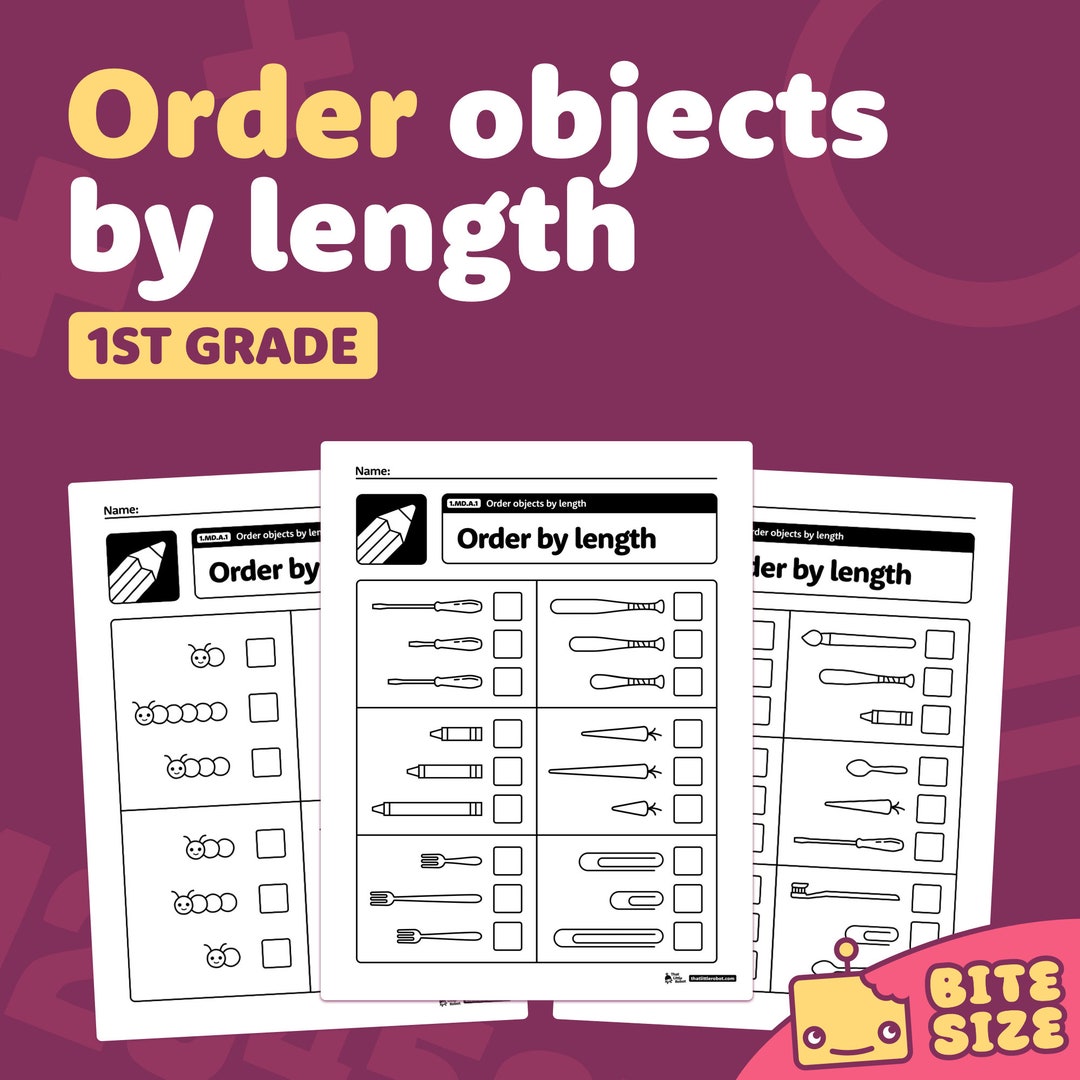 Order Objects by Length Worksheets | 1st Grade Measurement Math Centers ...