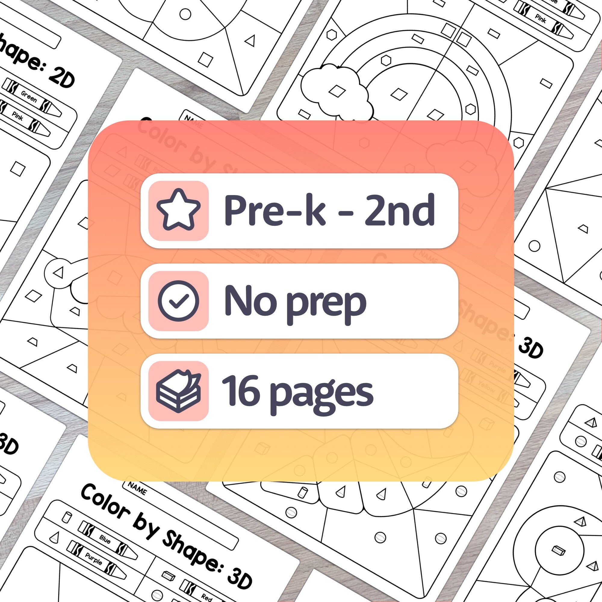 No Prep 2D and 3D Shapes Worksheets | Kindergarten, 2nd, 1st Grade Math ...