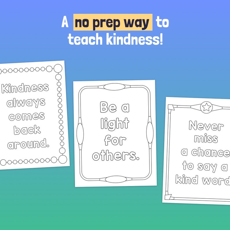 Kindness Poster Coloring Sheets Kindergarten, 1st, 2nd Grade Compassion ...