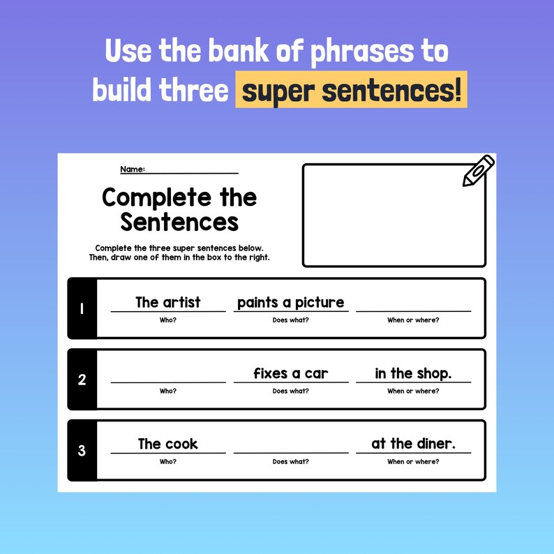 Sentence Writing Worksheets | K, 1st, 2nd Grade Sentence Structure ...