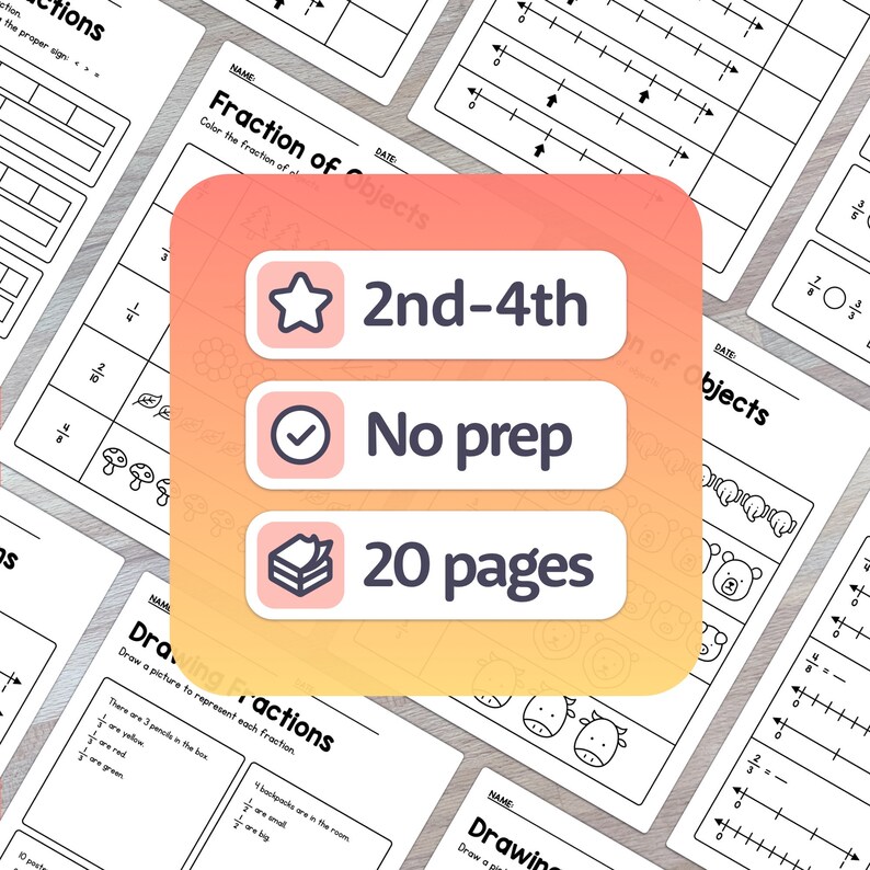 No Prep Fractions Worksheets | 2nd, 3rd, 4th Grade Common Core Math ...