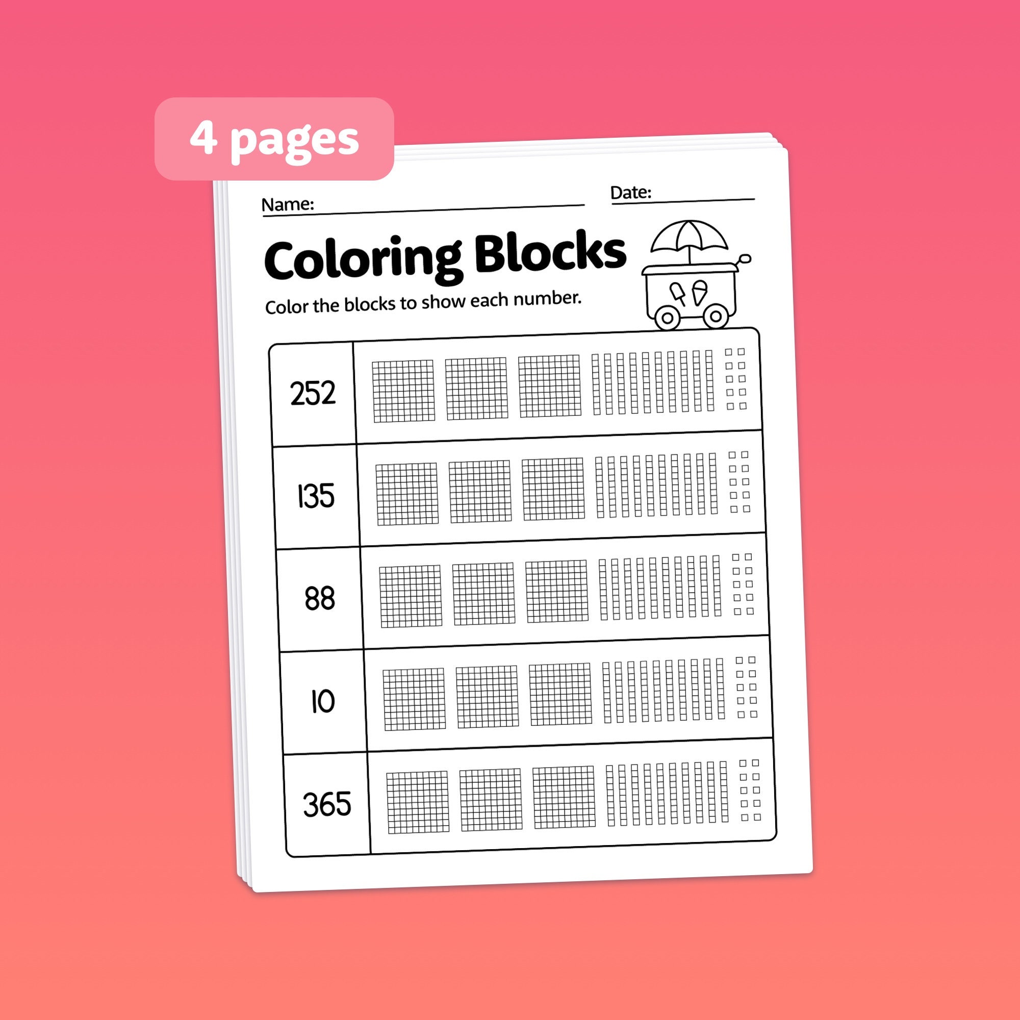 Summer Place Value Worksheets Hundreds, Tens, and Ones 1st Grade Summer ...