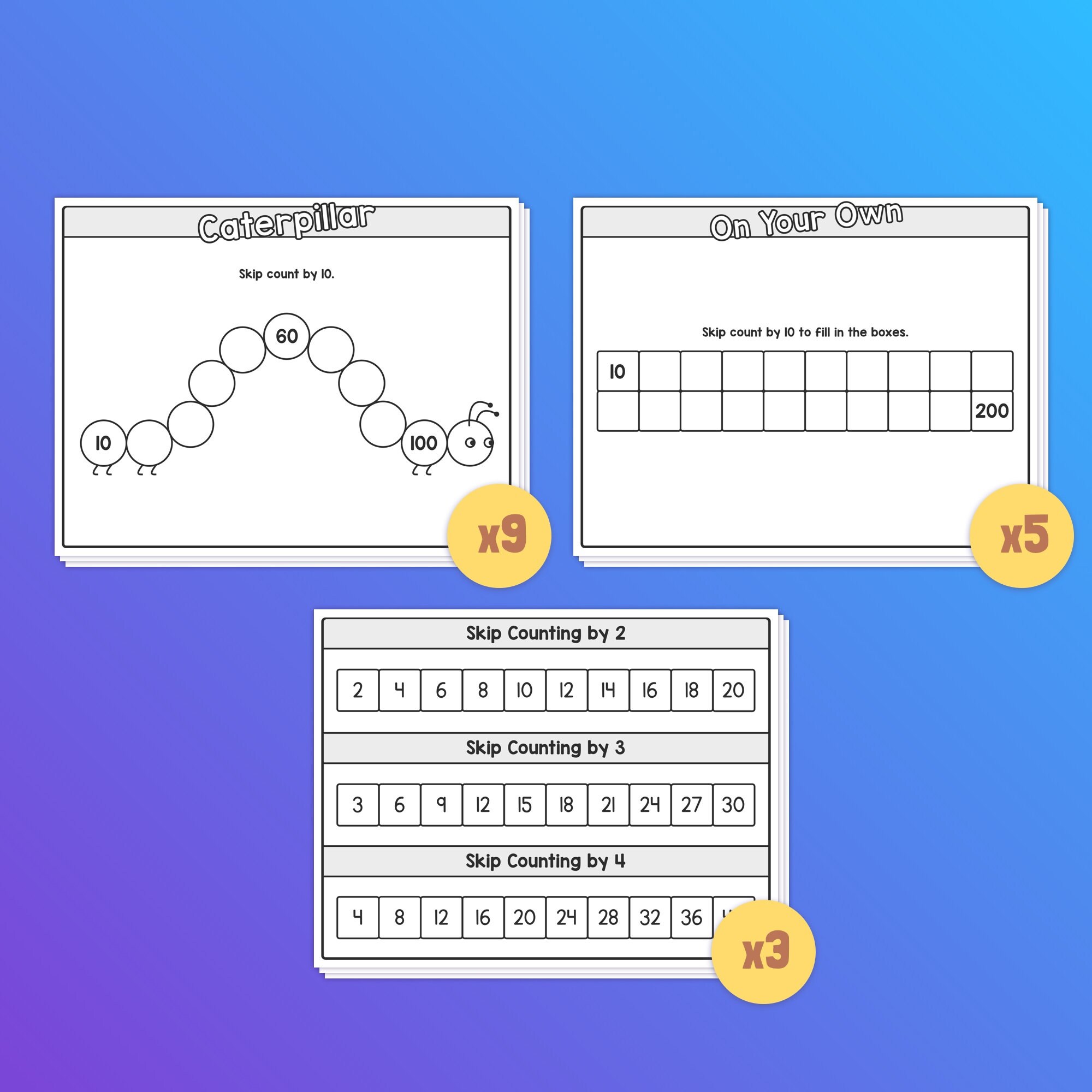Skip Counting by 2-10 | Kindergarten, 1st, 2nd Grade Skip Counting ...