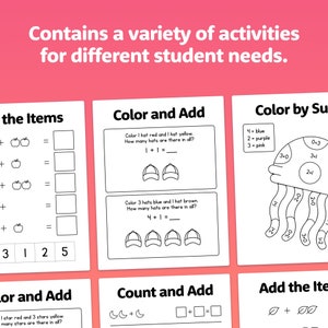 Addition Within 5 Worksheets | Kindergarten Addition Worksheets, Pre-k ...