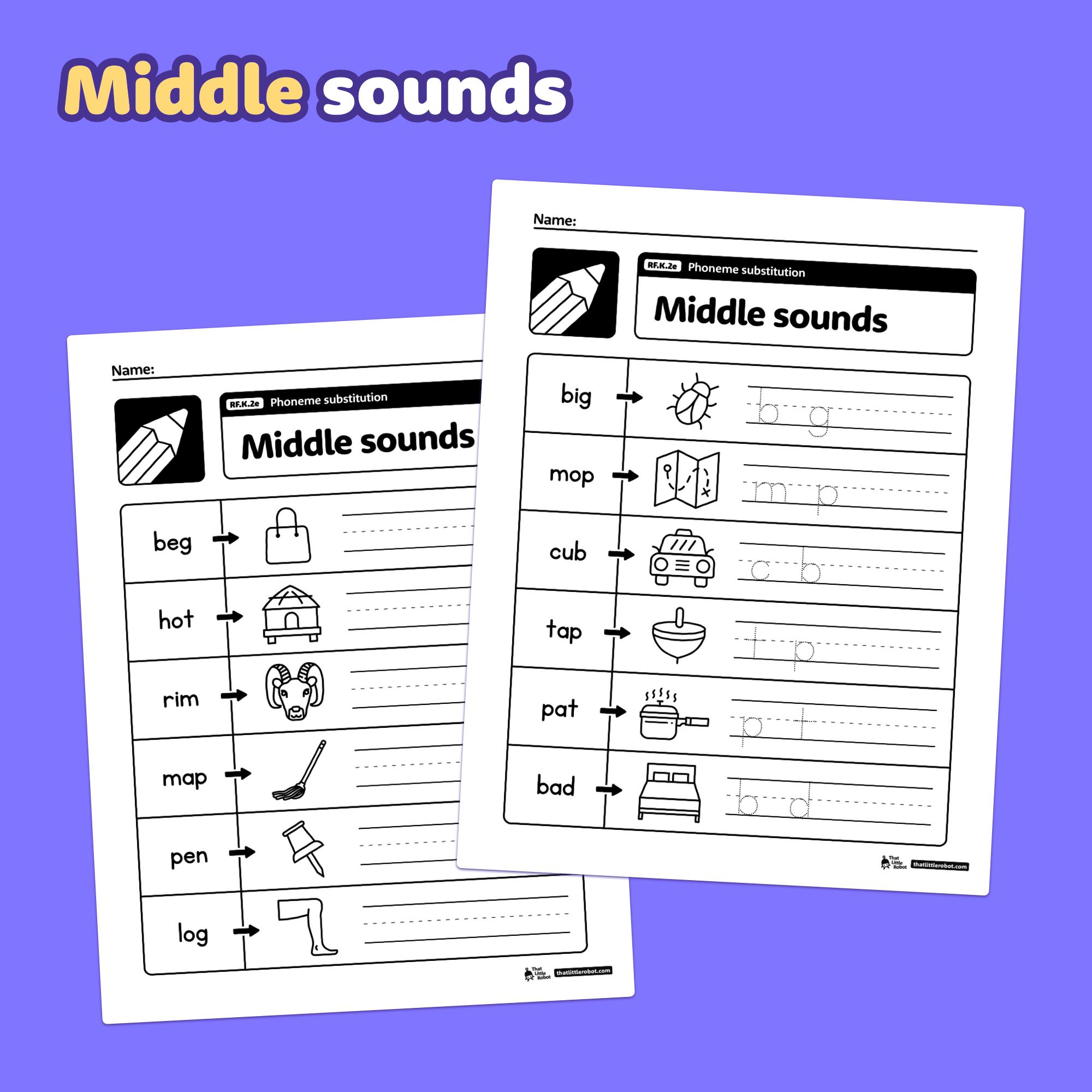 Phoneme Substitution Worksheets | Kindergarten CVC Word Phonemic ...