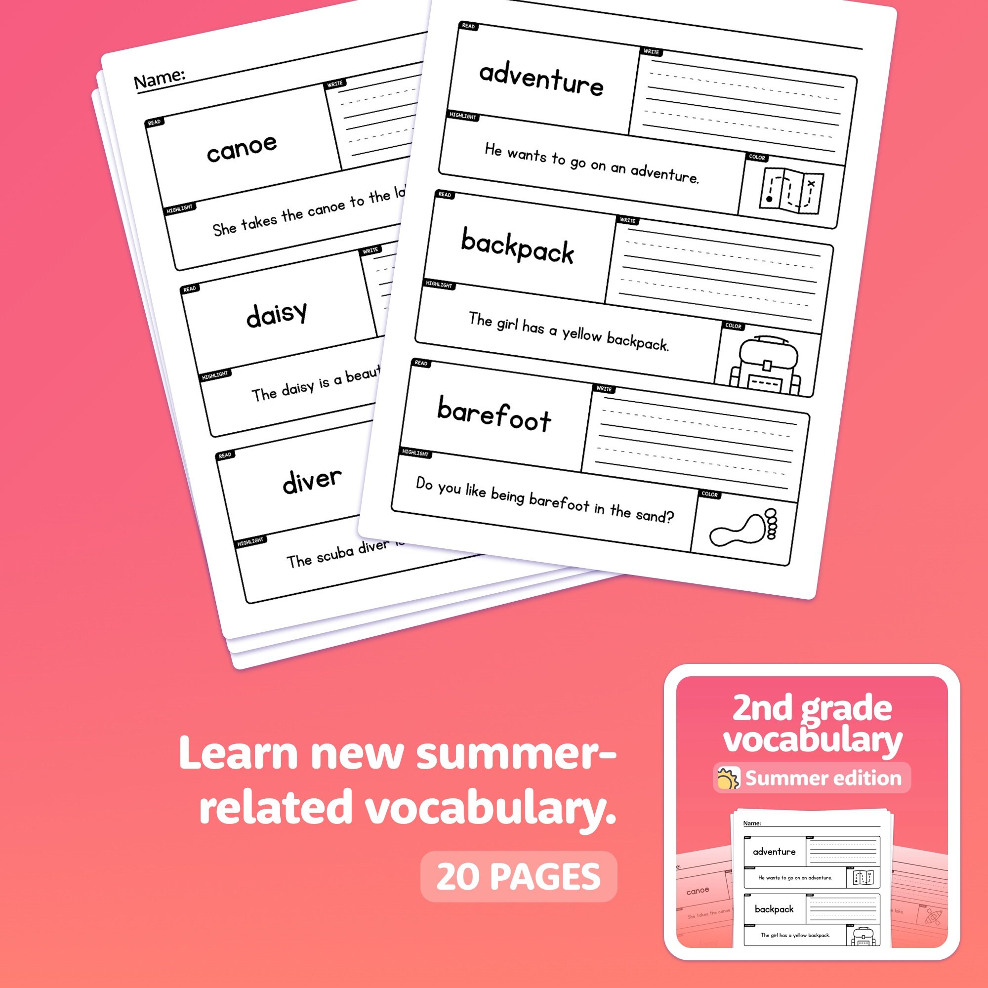 2nd Grade Summer Literacy Review | Second Grade Summer Packet | Summer ...