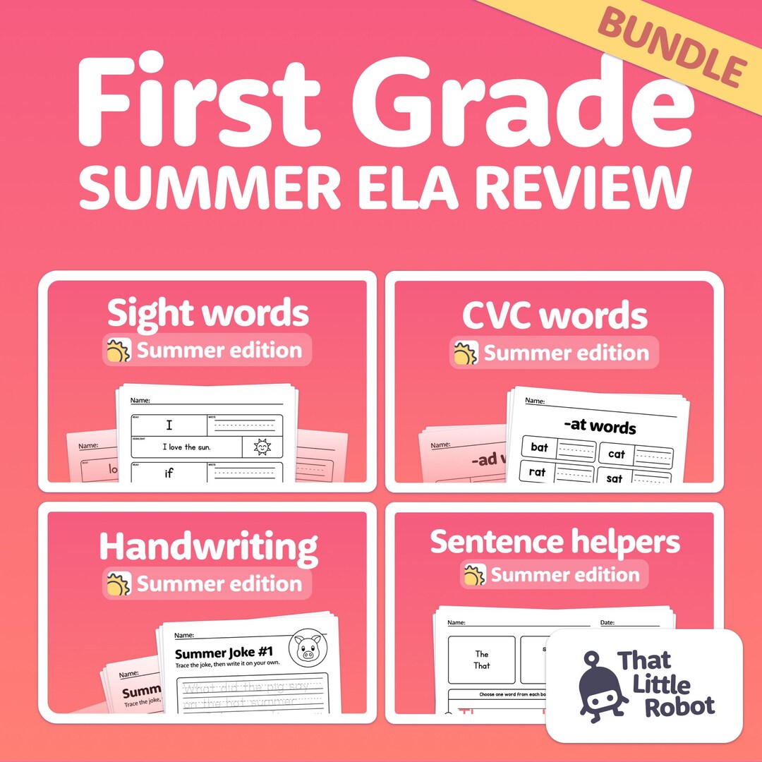 1st Grade Summer Literacy Review | First Grade Summer Packet | Summer ...