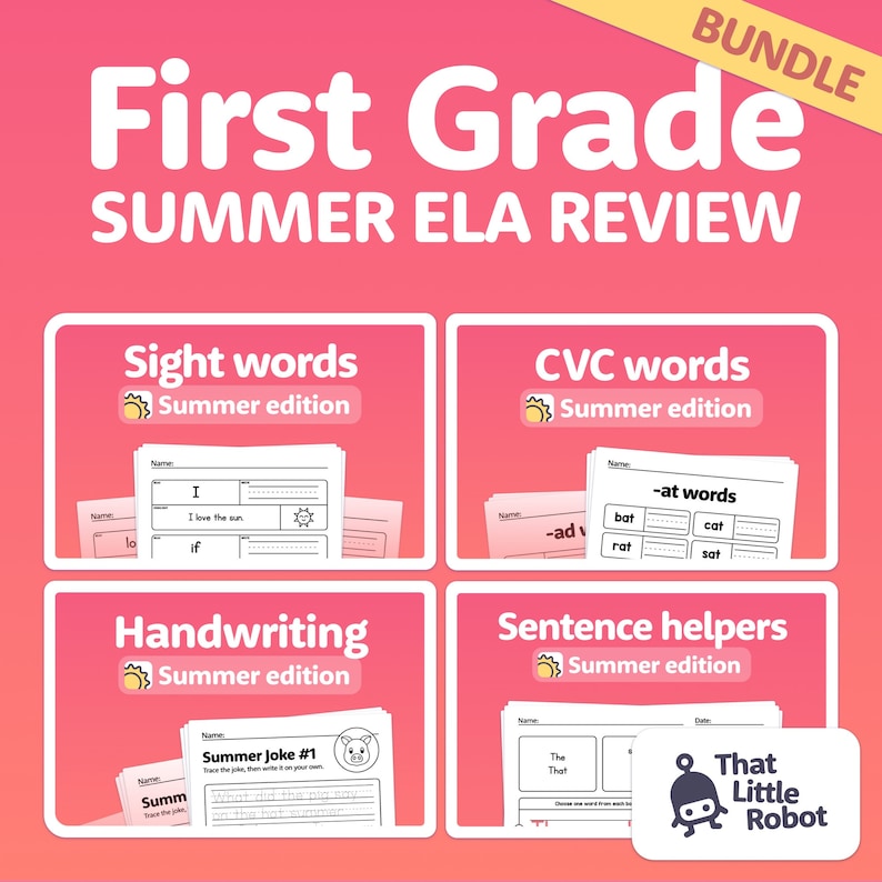 1st Grade Summer Literacy Review | First Grade Summer Packet | Summer ...