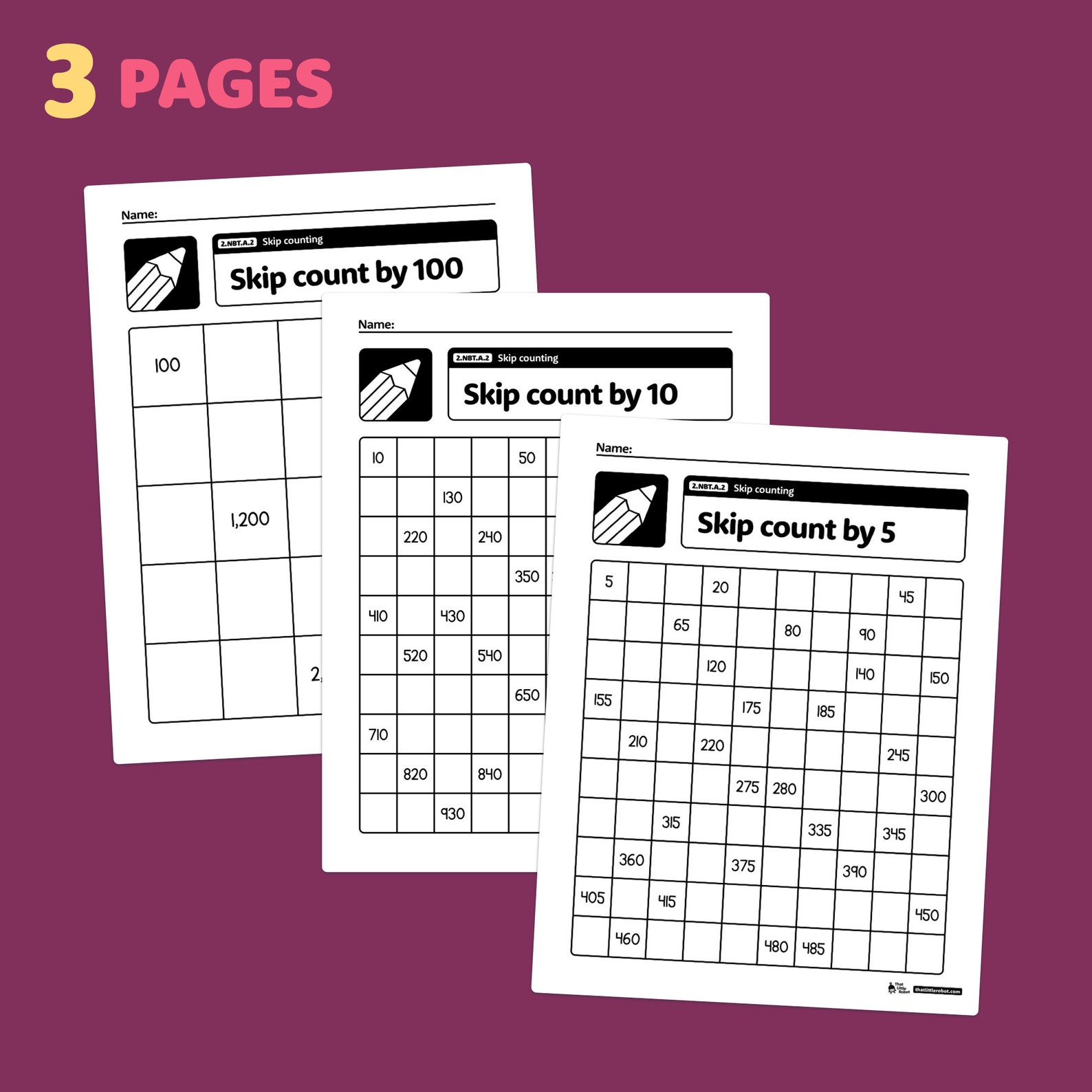Skip Counting Within 1000 by 5s 10s 100s Worksheets | 2nd Grade Place ...