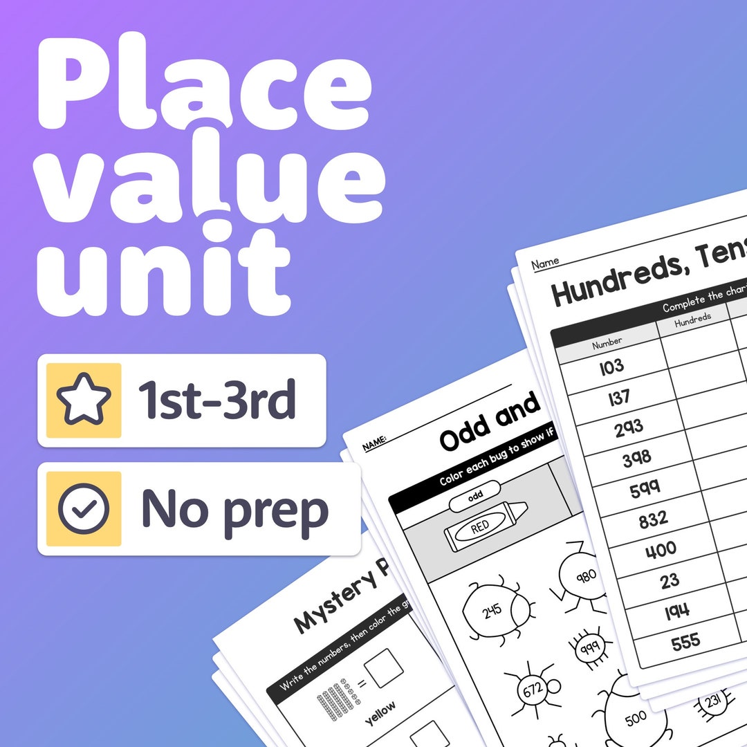 No Prep Place Value Unit | 1st, 2nd, 3rd Grade Place Value Worksheets ...