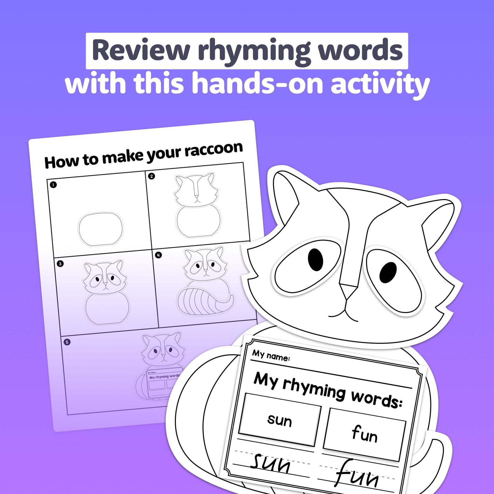 Raccoon Rhymes Activity | Kindergarten, 1st Grade Rhyming Words ...