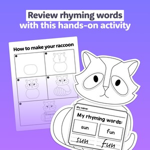 Raccoon Rhymes Activity | Kindergarten, 1st Grade Rhyming Words ...