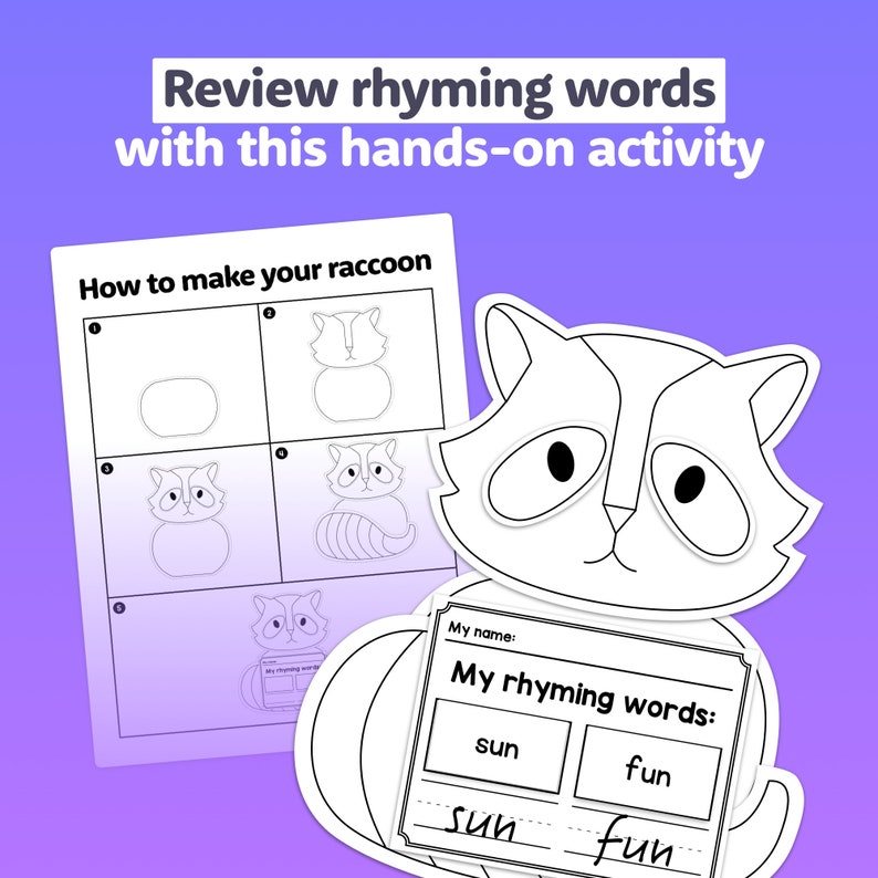 Raccoon Rhymes Activity | Kindergarten, 1st Grade Rhyming Words ...