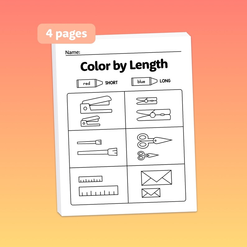 Kindergarten Measurement Worksheets | Comparing Size, Length, Height ...