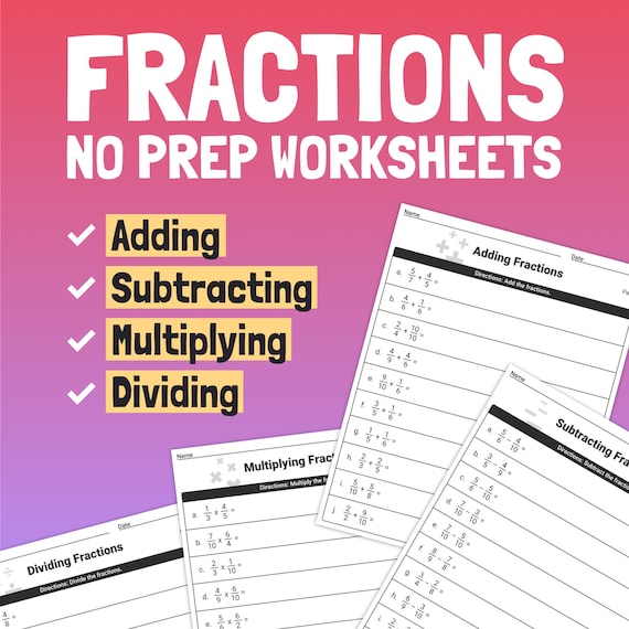 Quinto Grado Hojas De Trabajo Multiplicar Y Dividir Fracciones Math