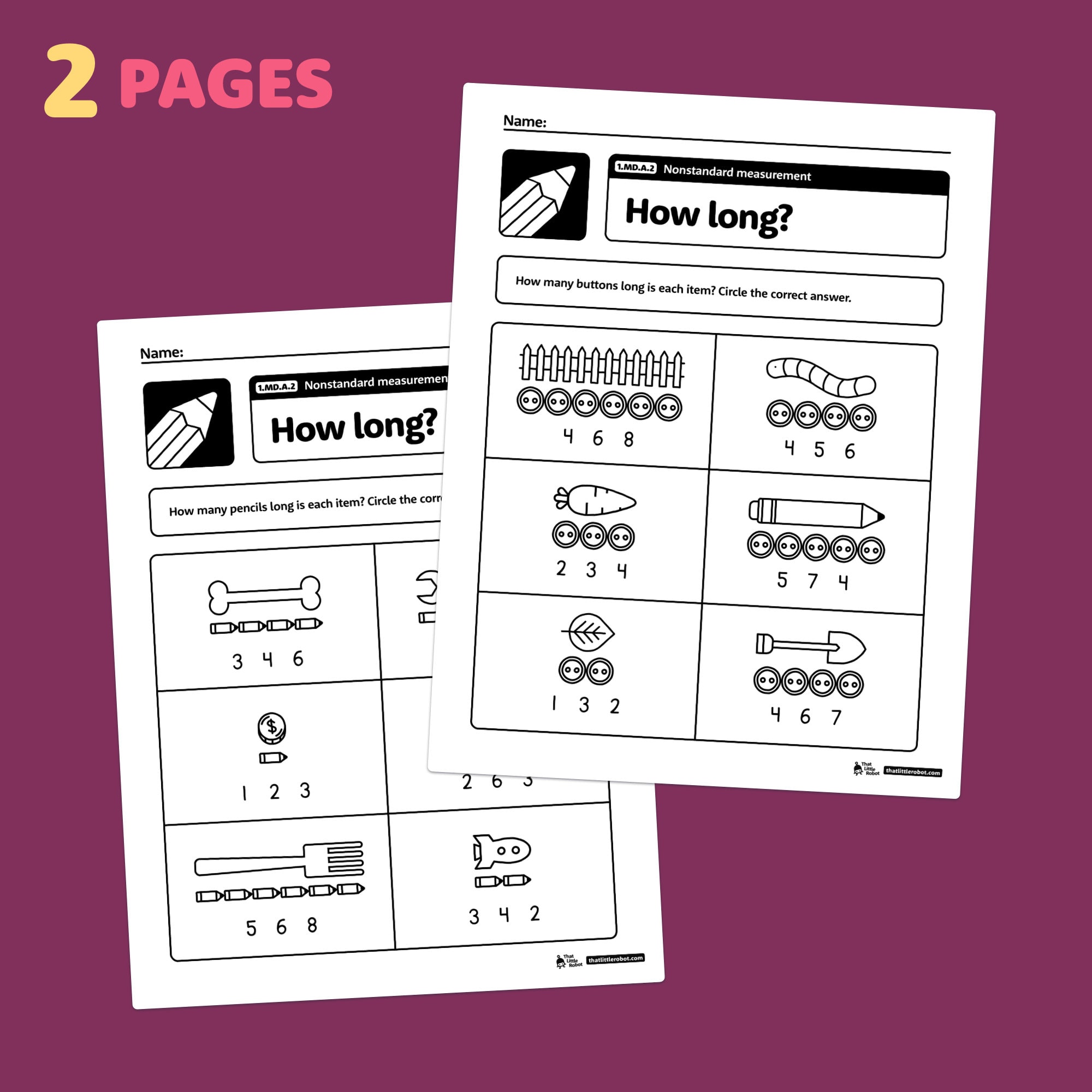 Nonstandard Measurement Worksheets | 1st Grade Length Math Activities ...
