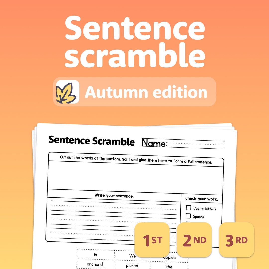 Autumn Sentence Writing Worksheets | 1st, 2nd, 3rd Grade Fall Sentence ...