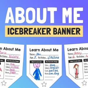 Learn About Me Banner Back to School Icebreaker Craft First - Etsy