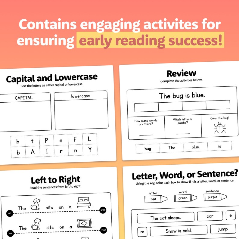 Concepts of Print Worksheets | Kindergarten Pre-reading Activities, 1st ...