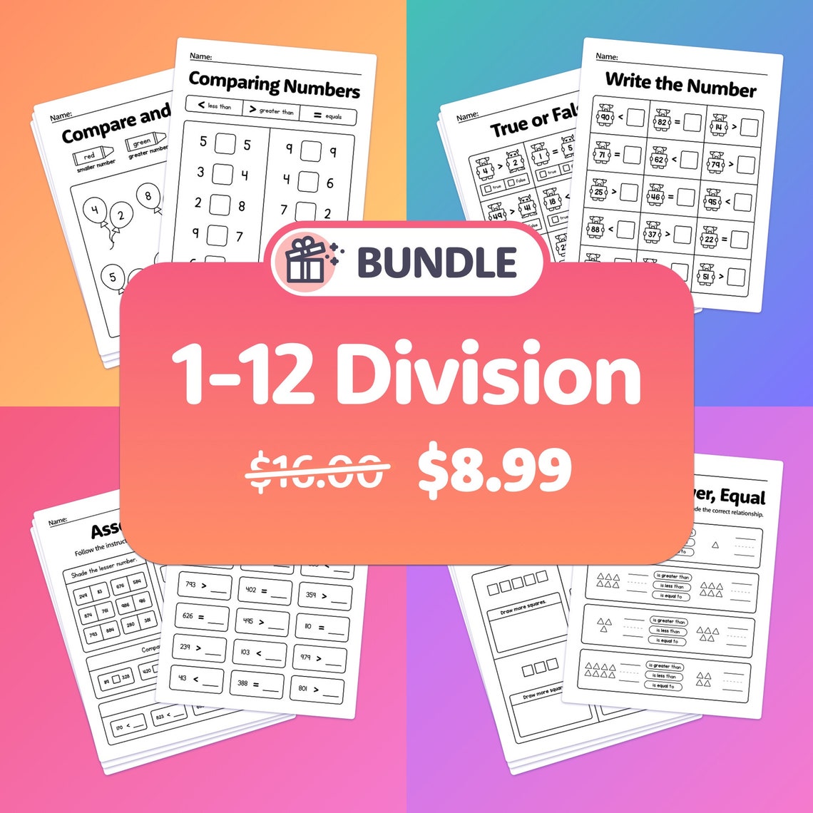 1-12 Division Bundle 2nd Grade Division, 3rd Grade Division, 4th Grade ...