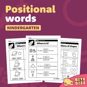Positional Words Worksheets | Kindergarten Math Centers, Relative Positioning Geometry Review ...