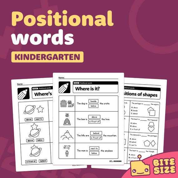 Kindergarten Positional Words Worksheets Positional Language Display