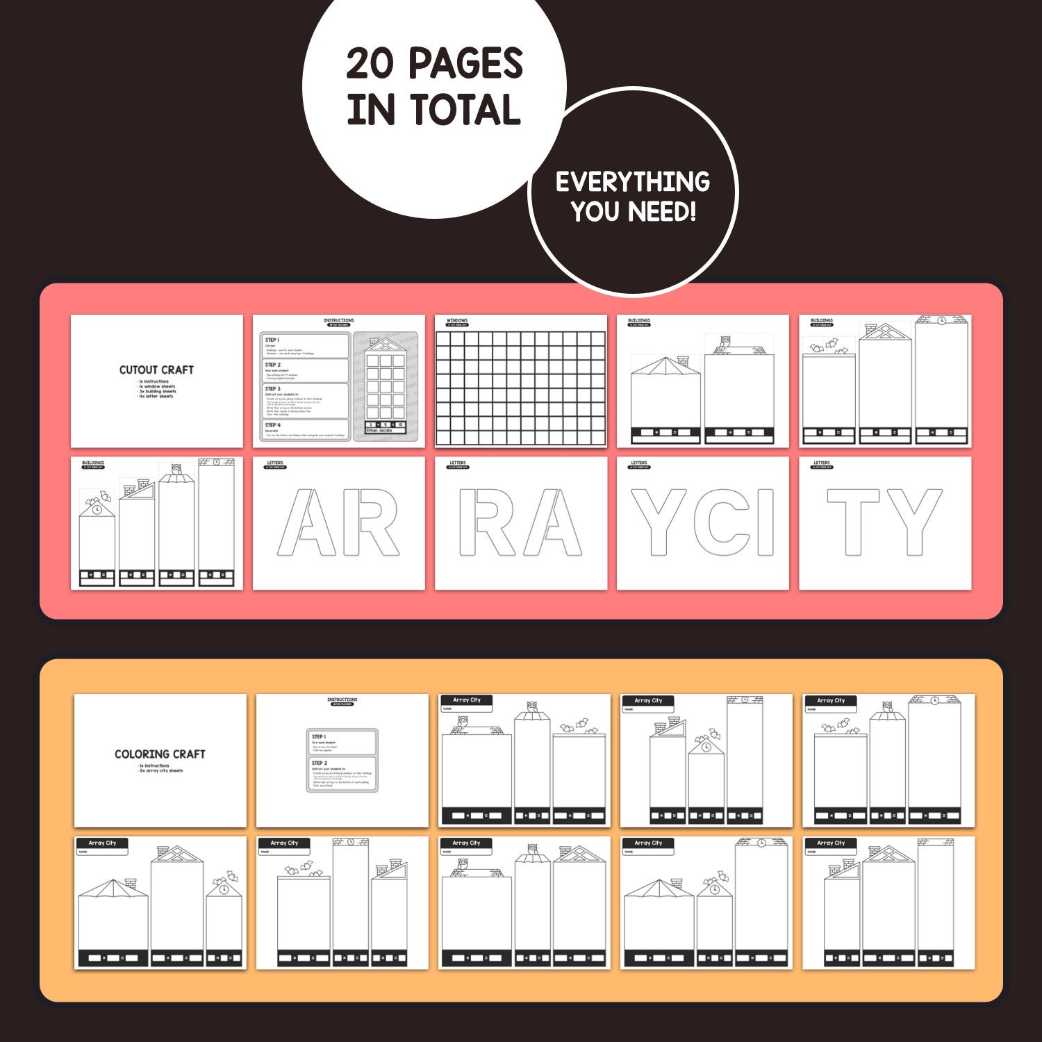 Halloween Array City Math Craft | 2nd, 3rd, 4th Grade Multiplication ...
