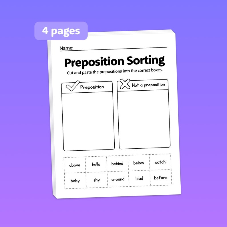 Beginner Prepositions Practice 1st & 2nd Grade Preposition Worksheets ...