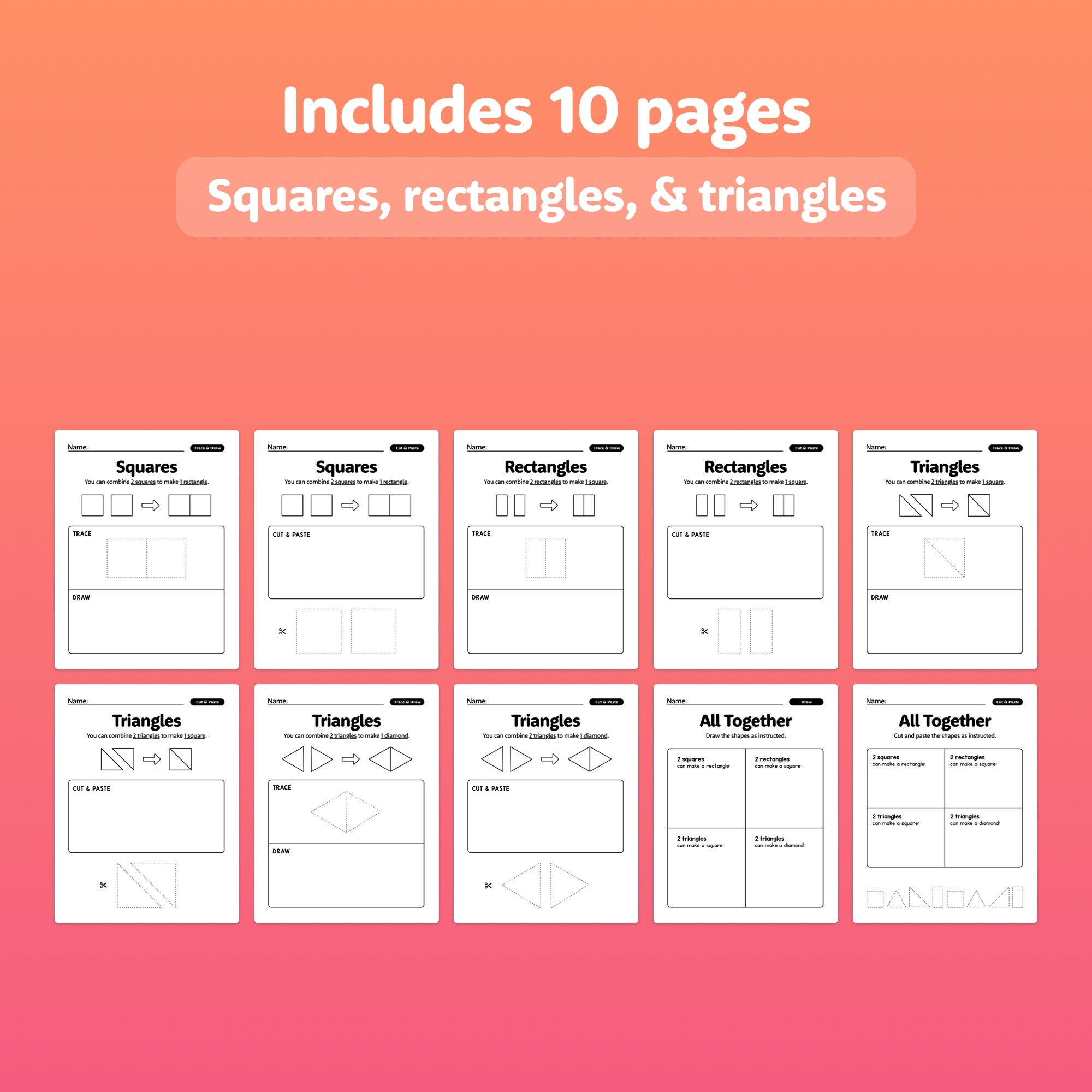 Combining Shapes Worksheets | 1st Grade & Kindergarten Geometry ...