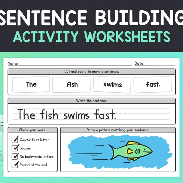 Sentence Writing Worksheets - Etsy
