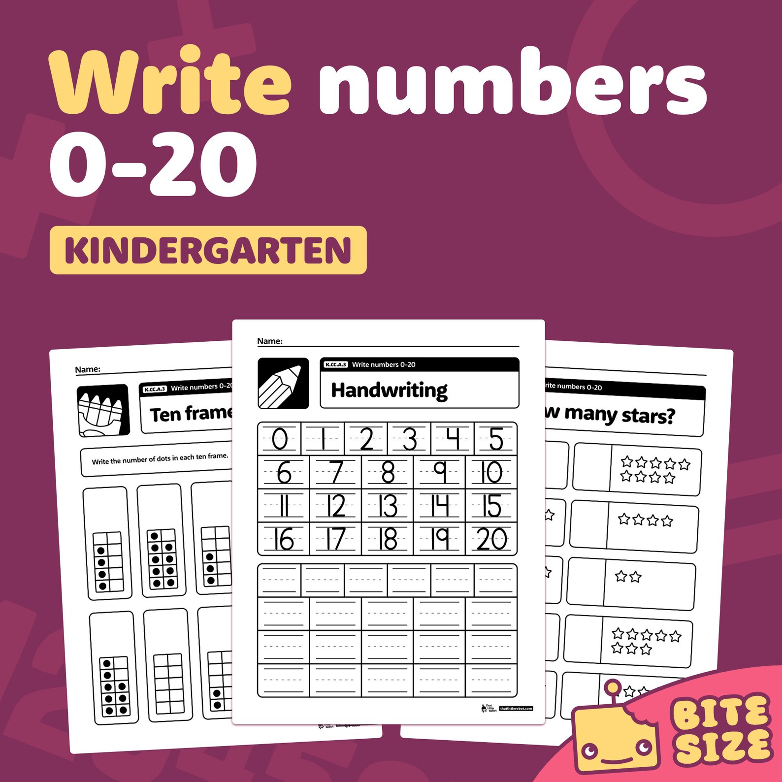 Write Numbers 0-20 Worksheets | Kindergarten Math Centers, Teen Number ...