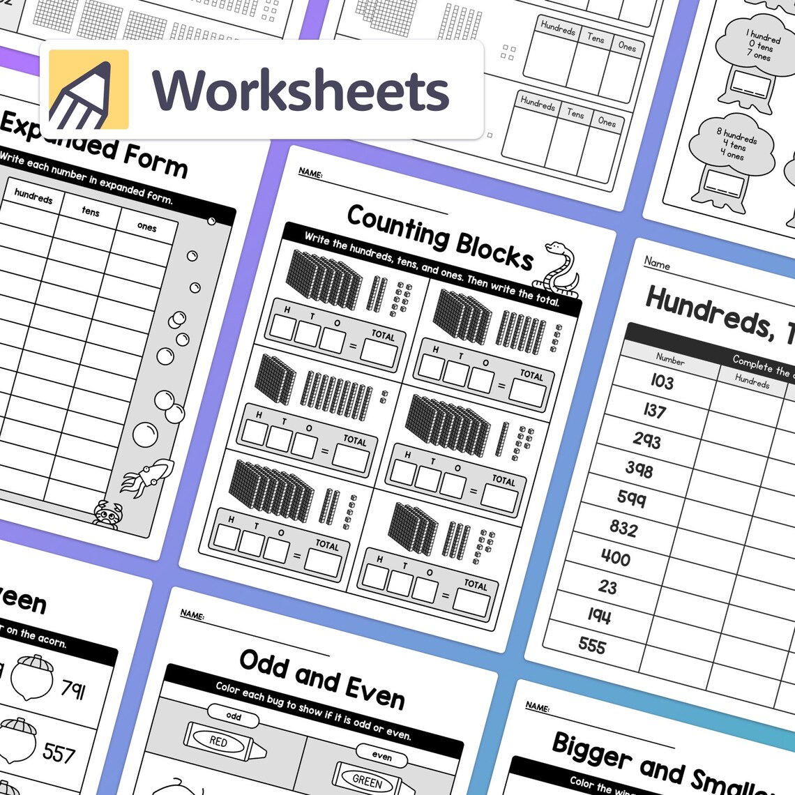No Prep Place Value Unit | 1st, 2nd, 3rd Grade Place Value Worksheets ...