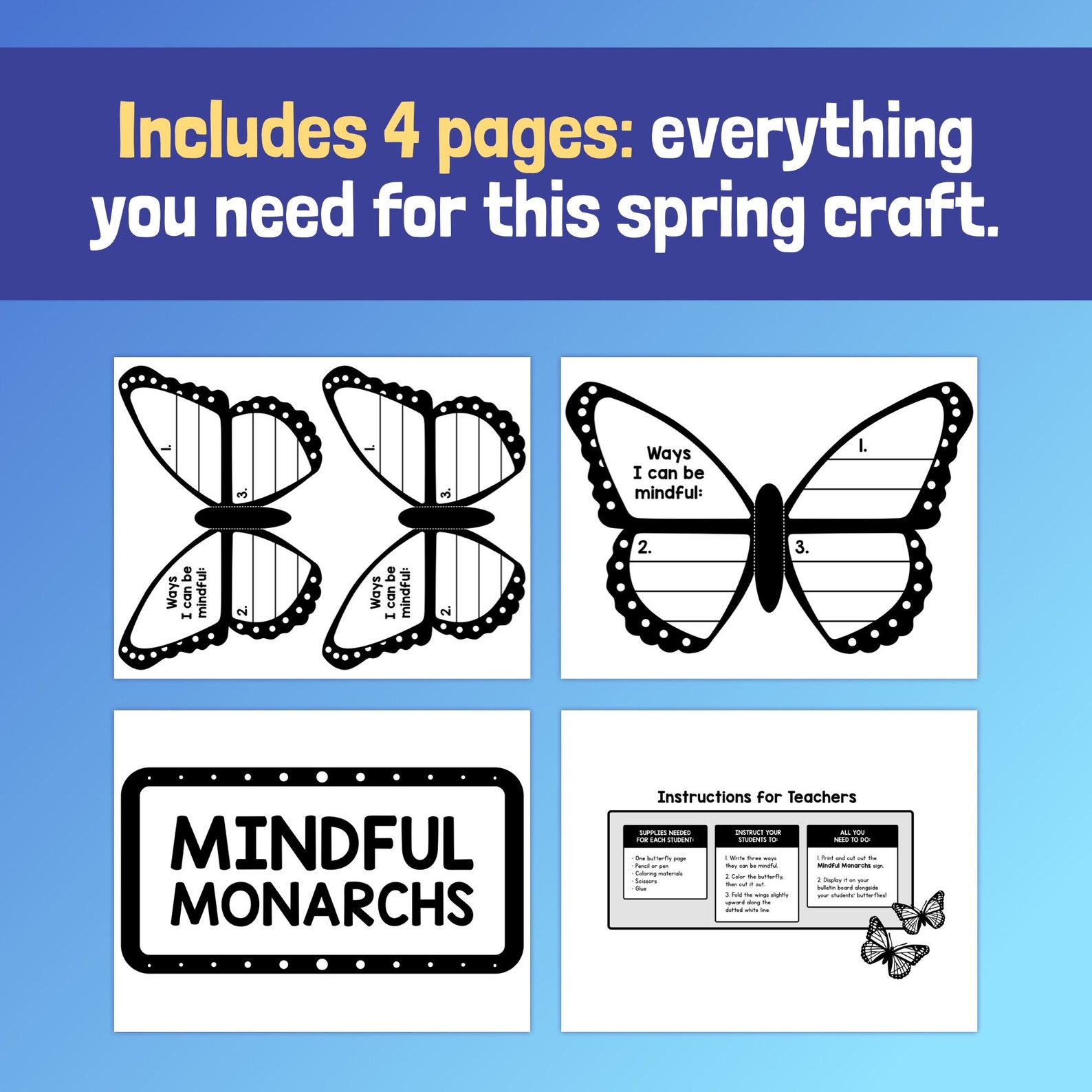 Spring Bulletin Board Mindfulness Craft | 2nd, 3rd, 4th Grade Classroom ...